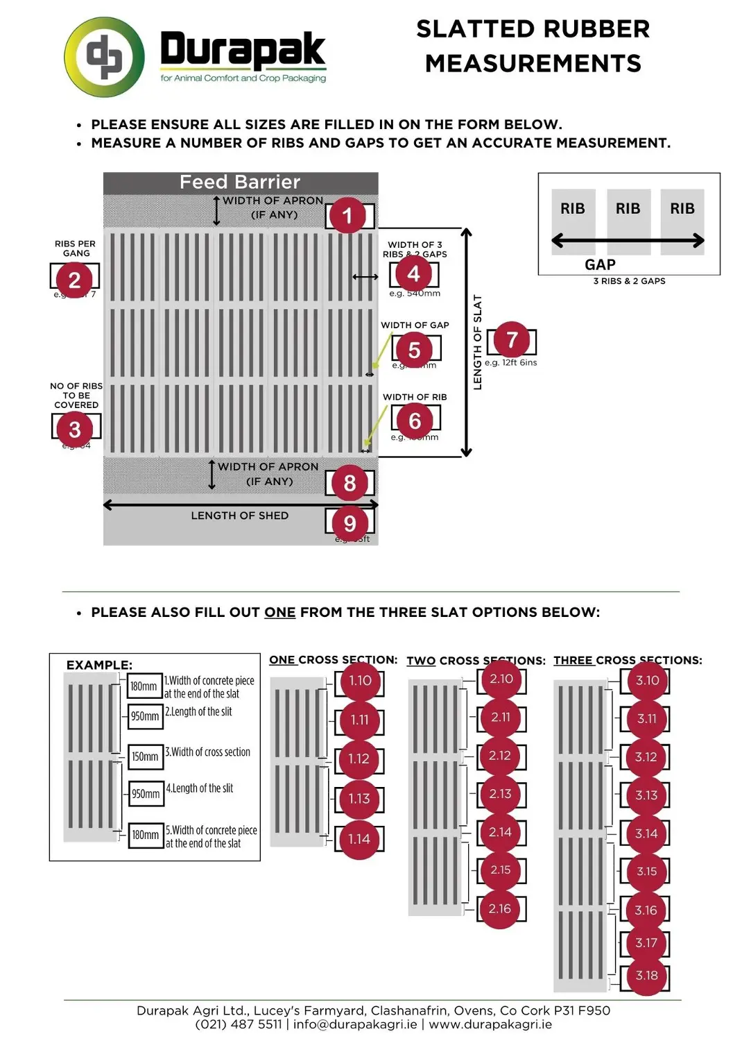 Durapak Slatted Rubber Measurements | Creva International